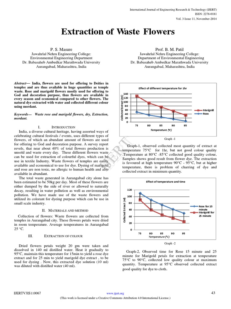 Ijert Ijert: Extraction of W Aste Flowers | PDF | Dye | Waste