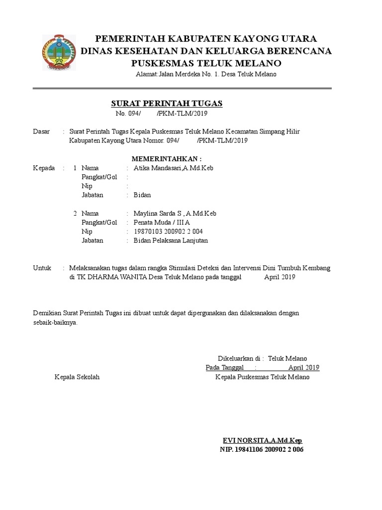 Surat Tugas Sdidtk TK Dan Paud Fix | PDF