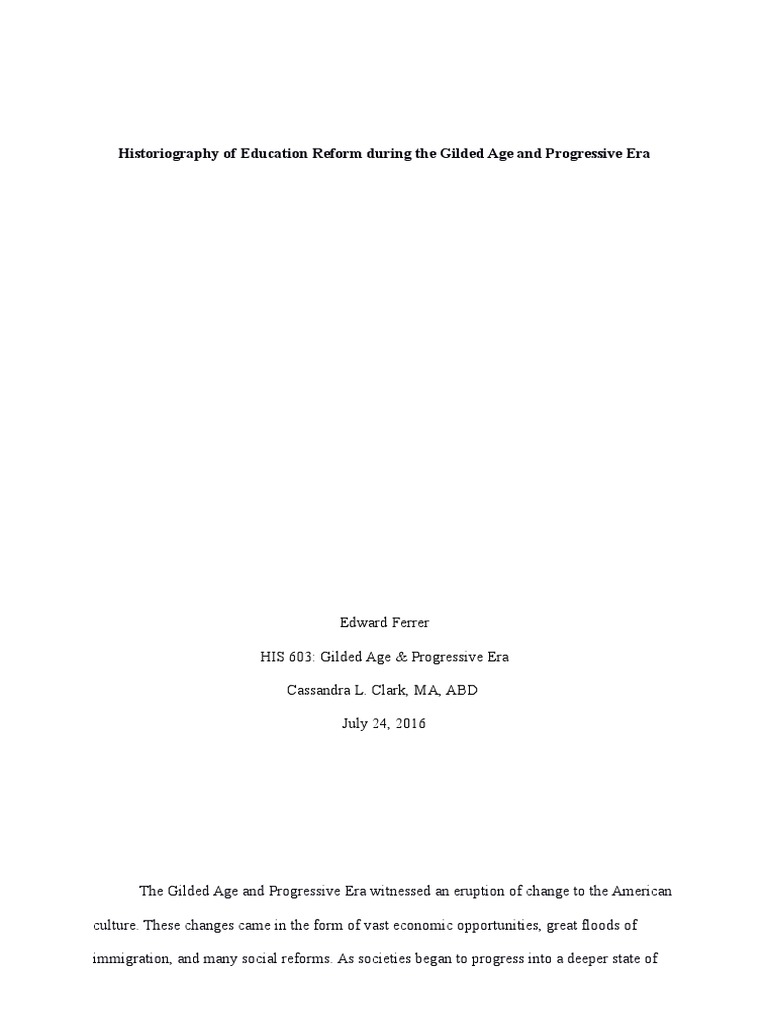 Education Reform in Gilded Age & Progressive Era | PDF | Historiography ...