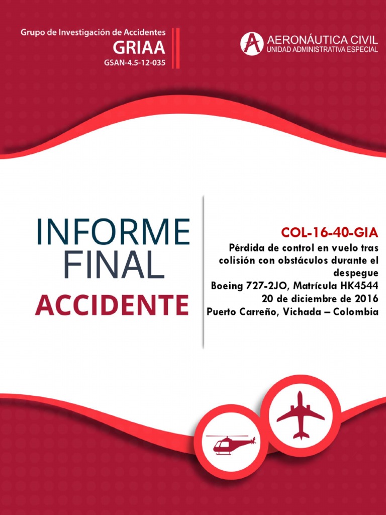 Informe Final Accidente HK4544 PDF | PDF | Quitarse | Aeropuerto