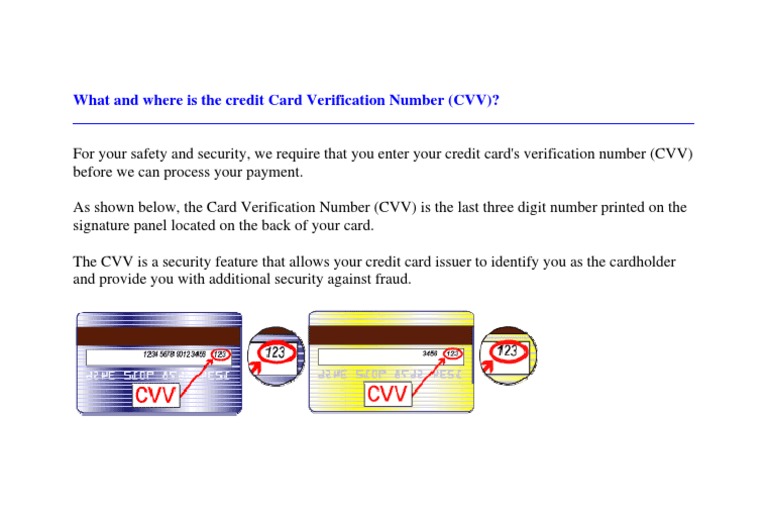 What and Where Is The Credit Card Verification Number (CVV) ? | PDF