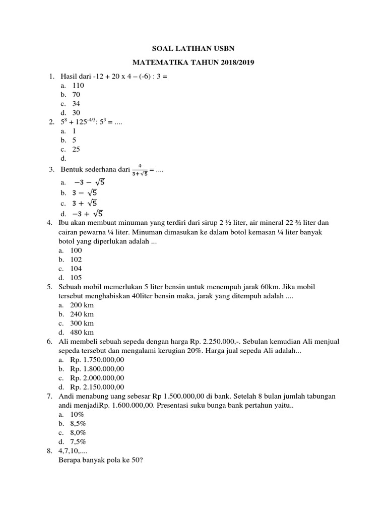 Soal Latihan Usbn | PDF | Metode & Bahan Ajar