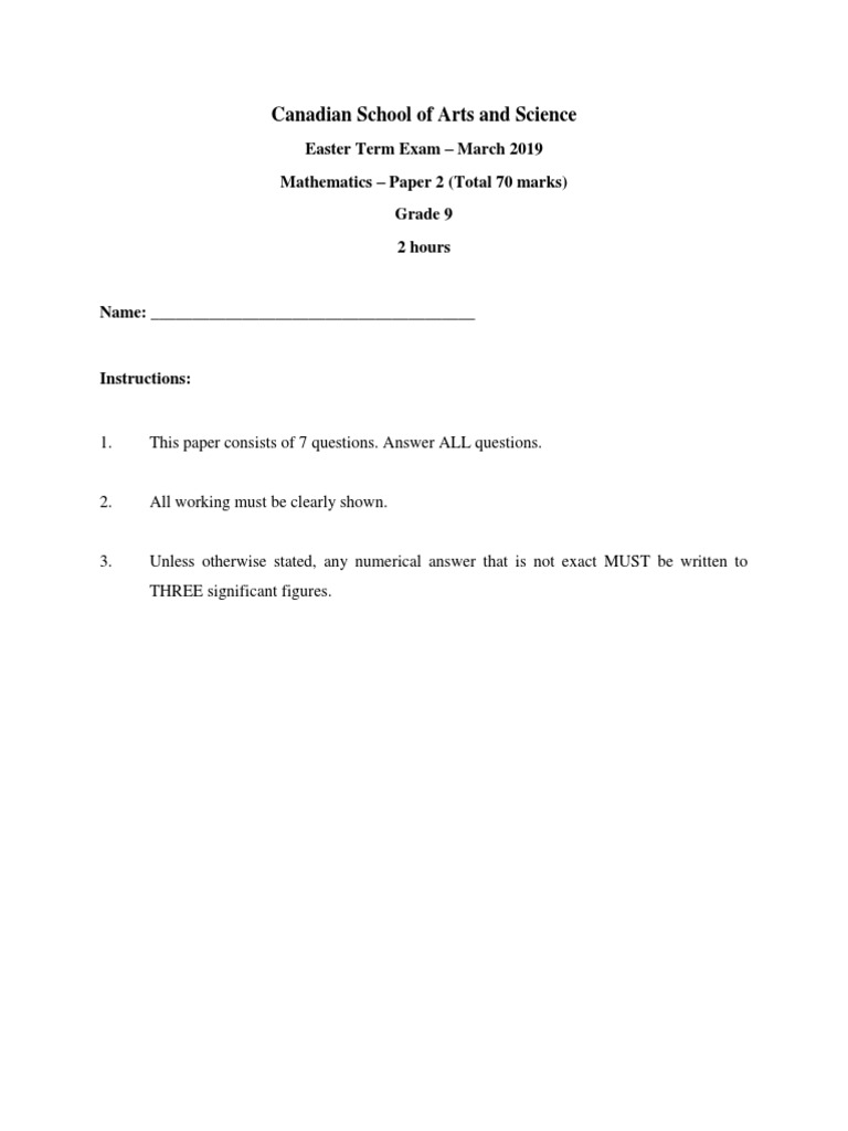 G9 Math Test | PDF | Significant Figures | Area