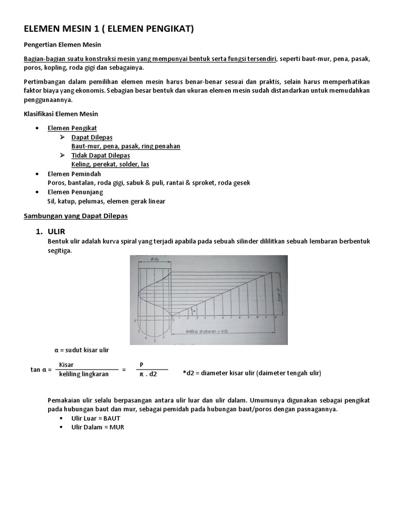 ELEMEN MESIN 1 (Rangkuman) 12 | PDF