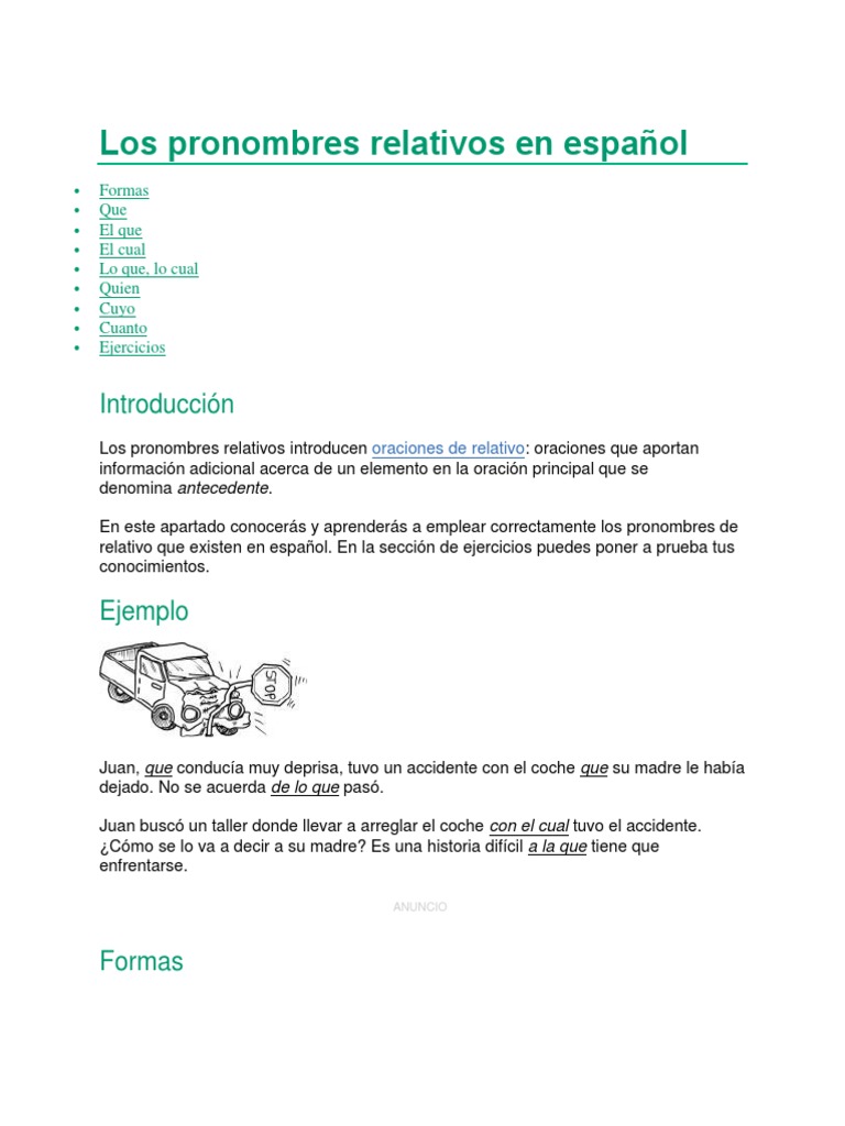 Pronombres Relativos en Español | PDF | Numero Gramatical | Sustantivo
