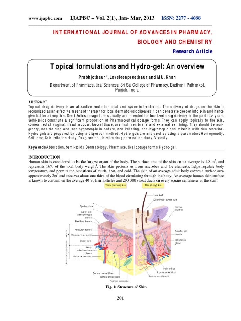 Topical Drug Delivery: Hydro-gels Overview | PDF | Topical Medication | Gel