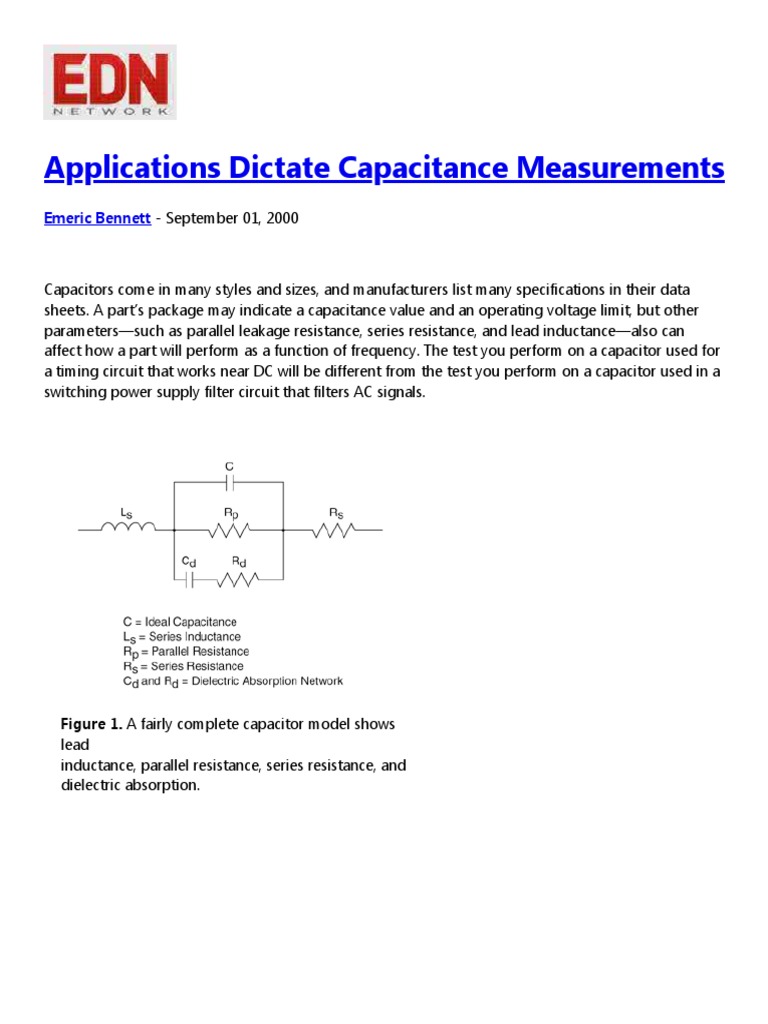 Capacitance Measurement Techniques Explained | PDF | Capacitor ...