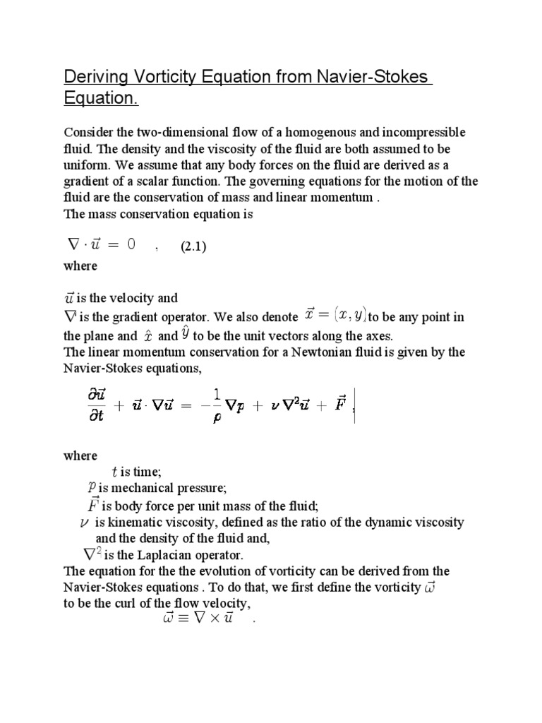 Deriving Vorticity Equation From Navier Stokes Equation