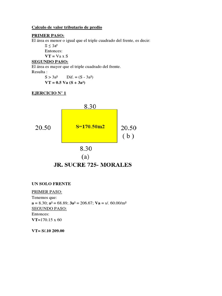 Calculo de Valor Tributario de Predio Final Final | PDF | Enseñanza de matemática