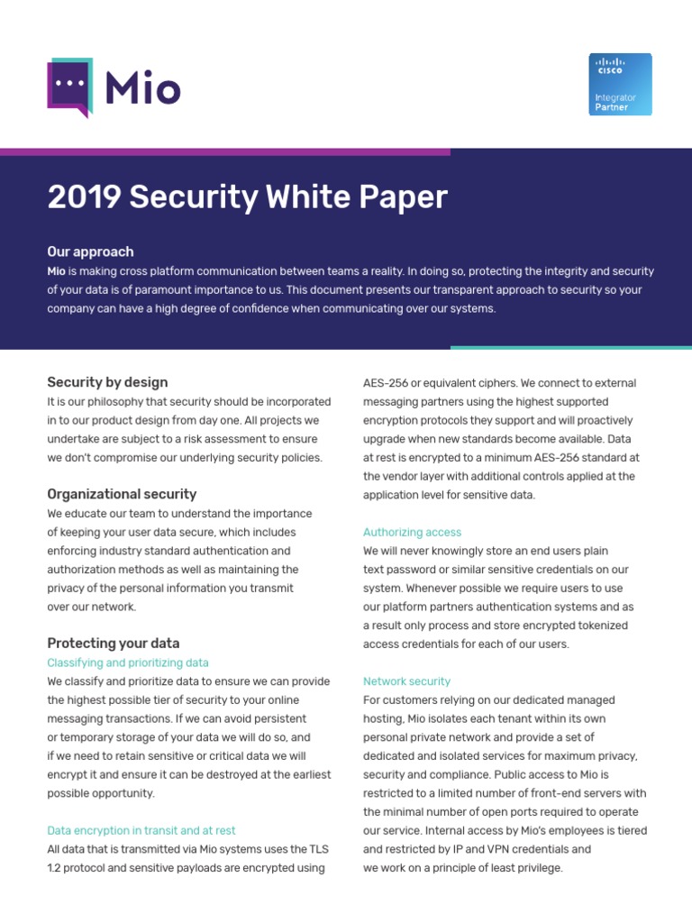 2019 Security White Paper: Our Approach | PDF | Encryption | Computer ...