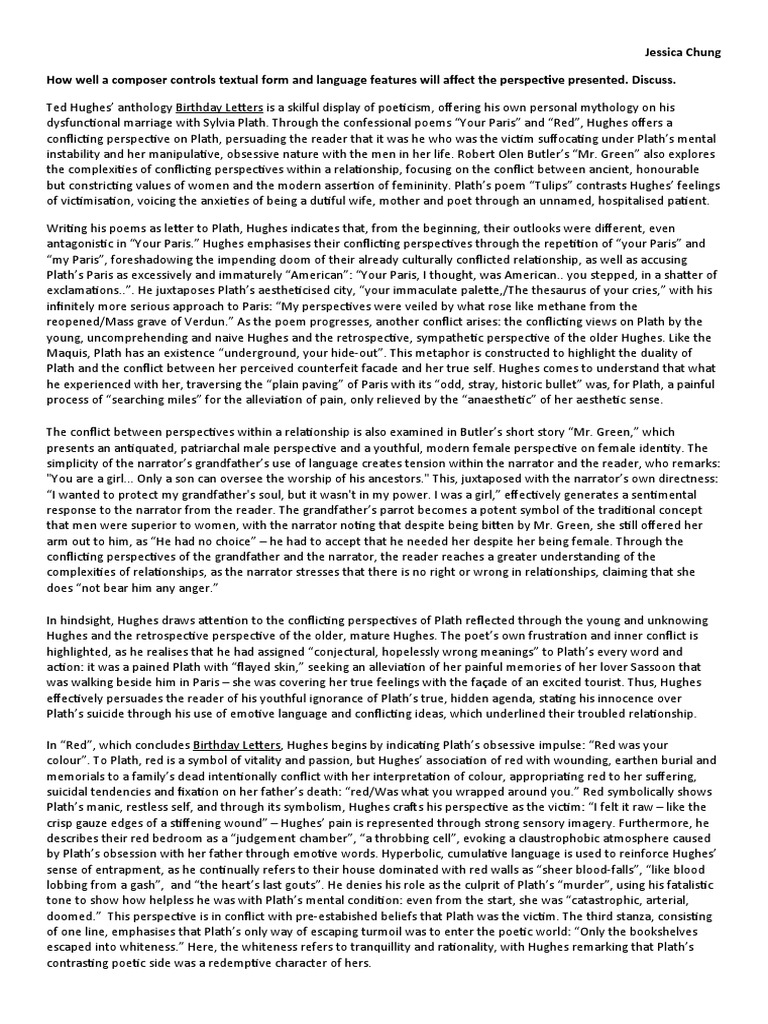 Ted Hughes Practice Essay | PDF | Sylvia Plath | Poetry