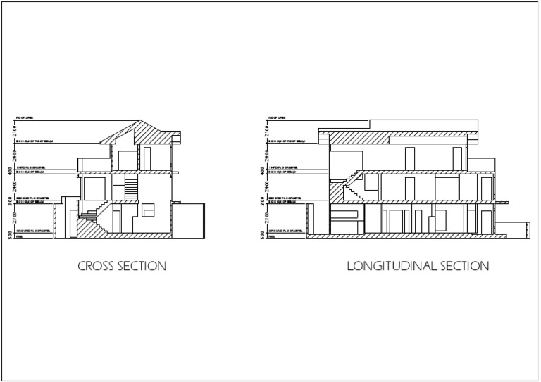 Elevation and Cross Section Views of a Multi-Level Building | PDF ...