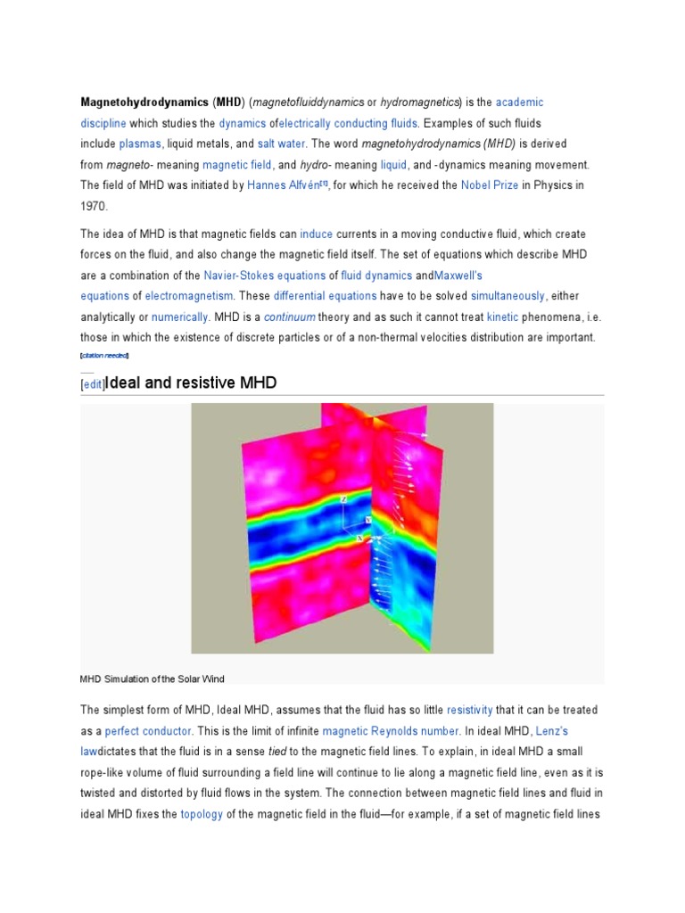 Ideal and Resistive MHD: Magnetohydrodynamics (MHD ...