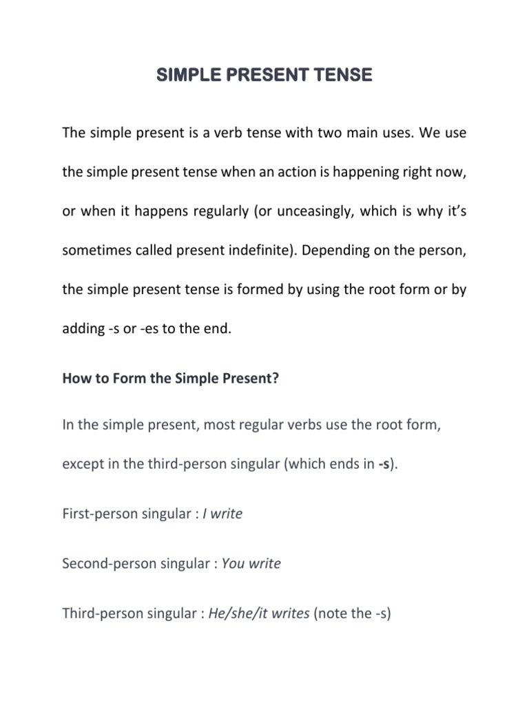 Simple Present Tense | PDF | Grammatical Tense | Verb
