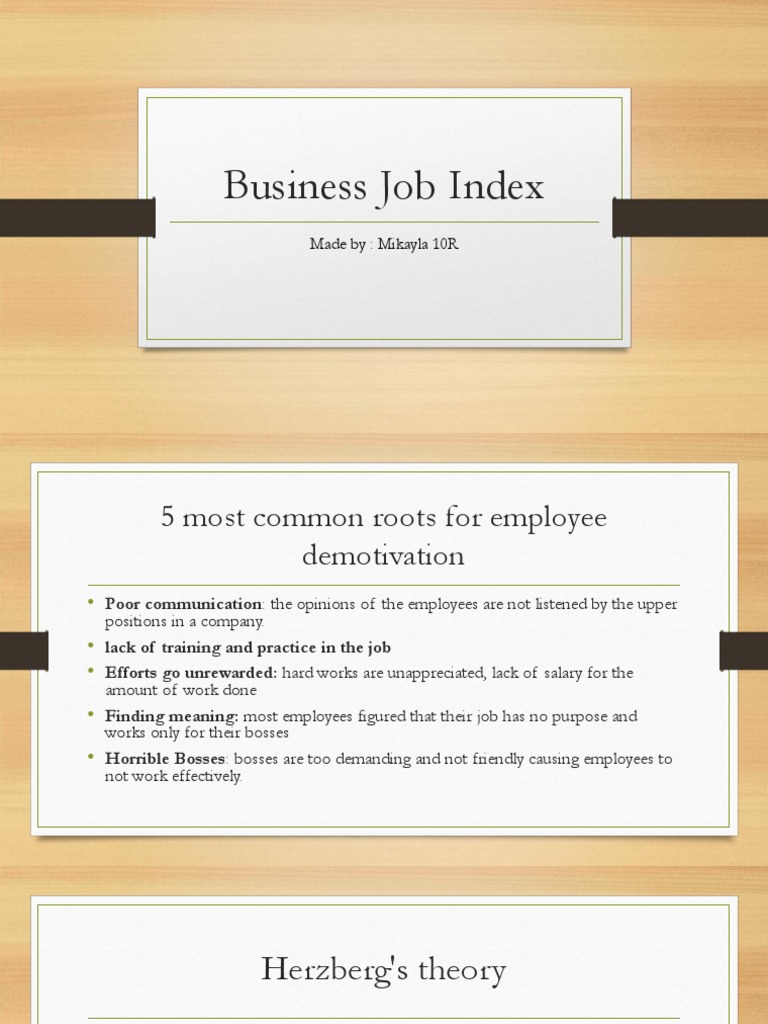 Business Job Index: Made By: Mikayla 10R | PDF | Job Satisfaction ...