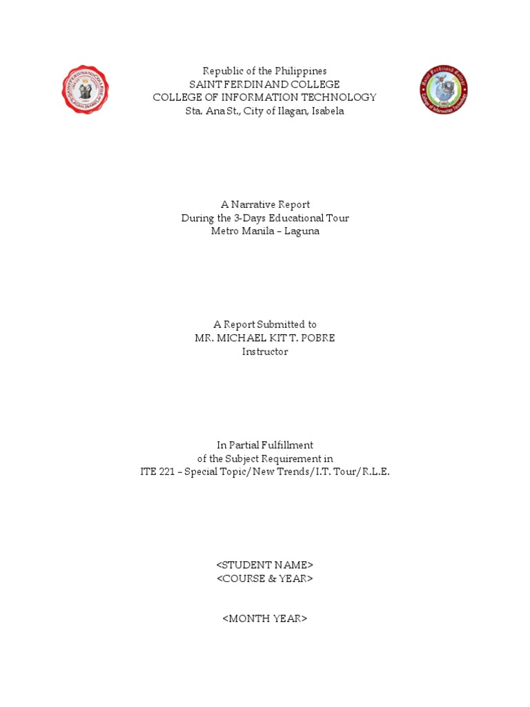 Field Trip Narrative Report Format SY1617 | PDF | Narrative ...