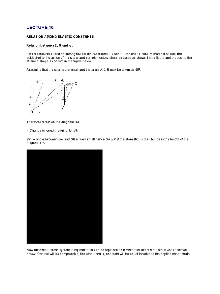 Relation Among Elastic Constants Relation Between E, G and | PDF ...