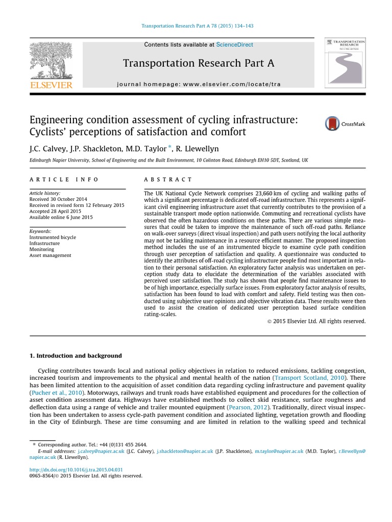 Engineering Condition Assessment of Cycling Infrastructure | PDF ...