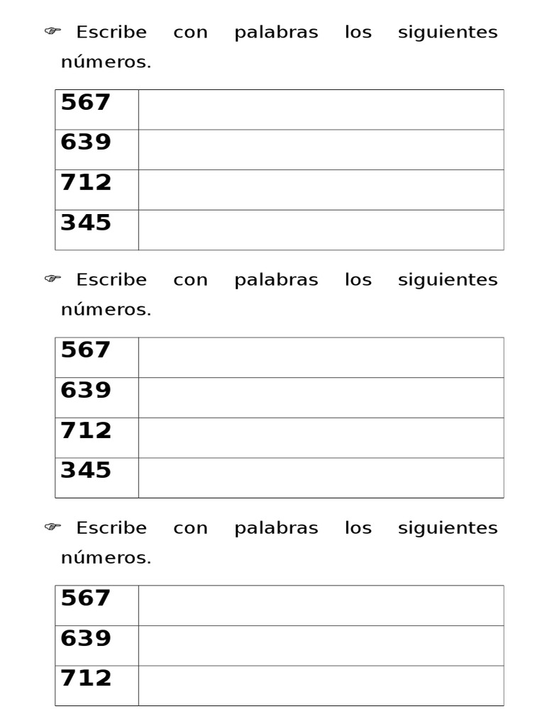 Escribe en letras los siguientes números | PDF | Artes del Lenguaje y ...