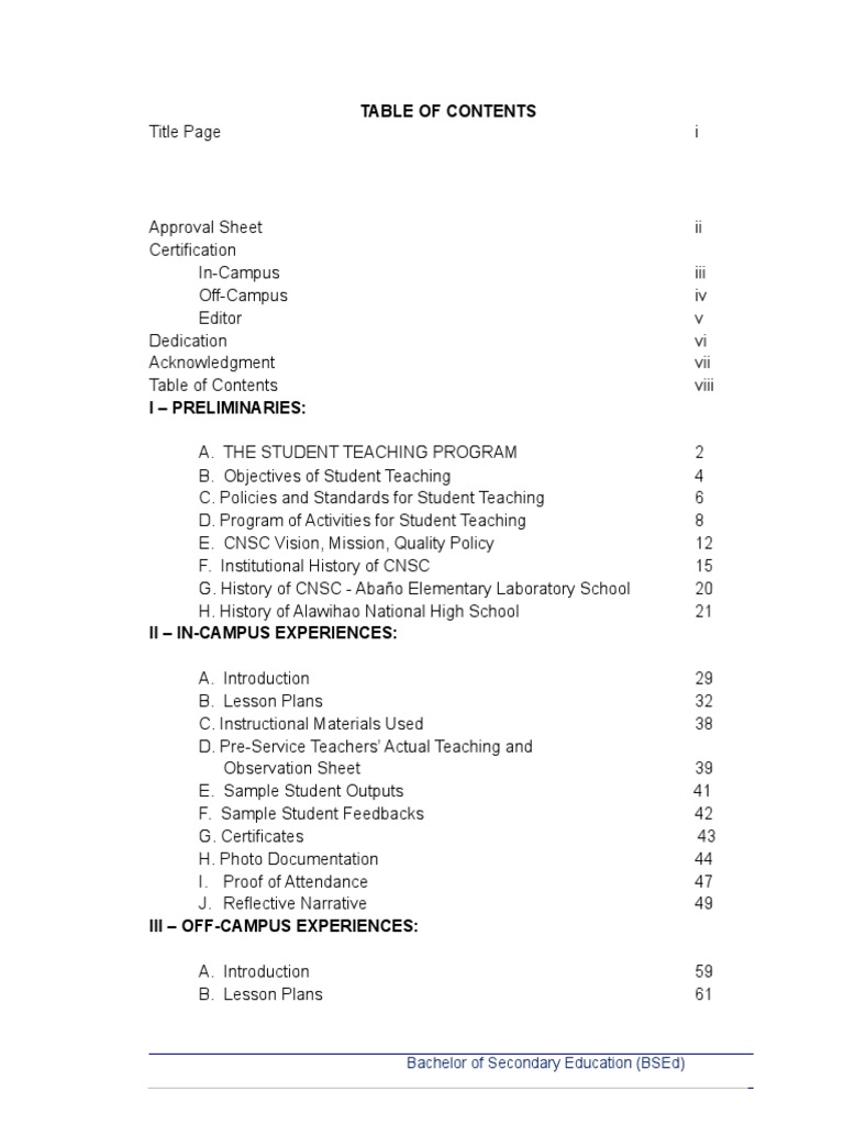5 Table of Contents Viii To Ix | PDF | Lesson Plan | Teachers