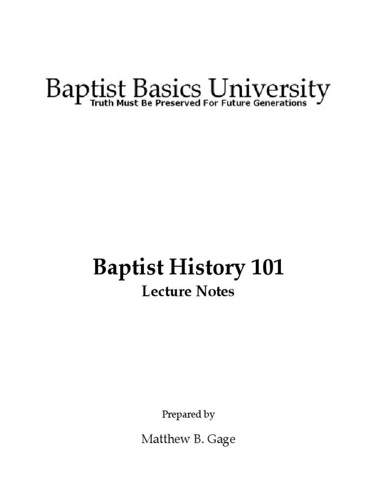 Baptists History - 101 | PDF | Anabaptism | Eucharist