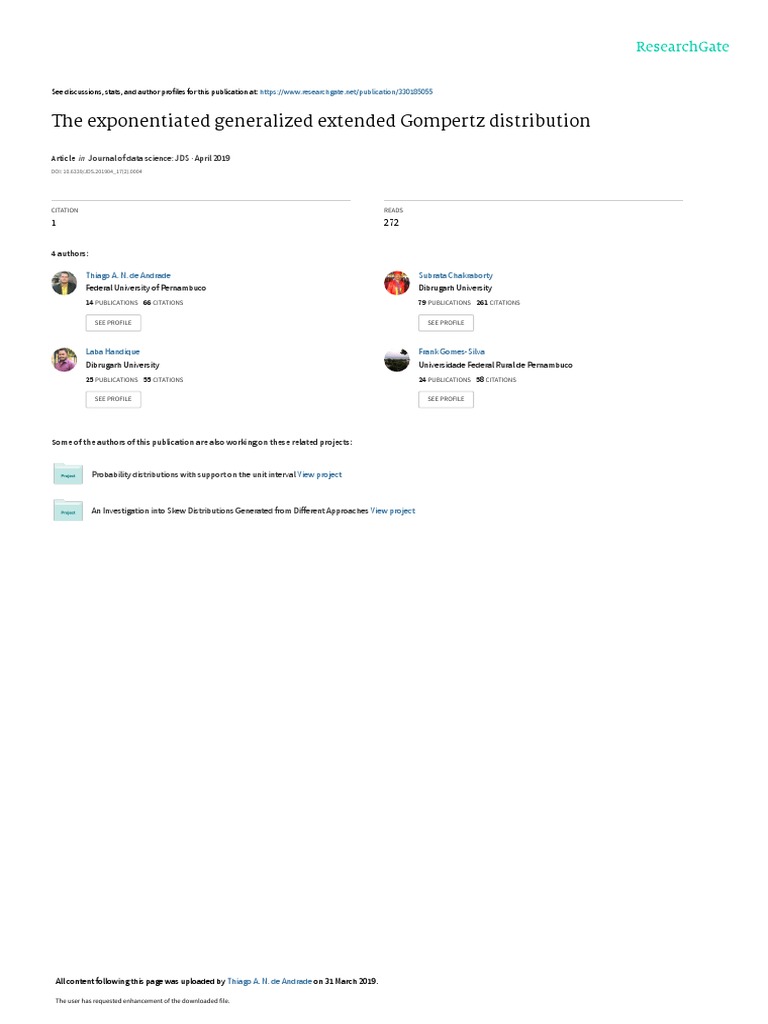 The Exponentiated Generalized Extended Gompertz Distribution | PDF ...