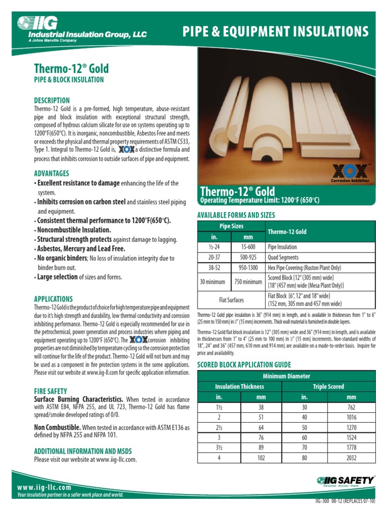Calcium Silicate Insulation For Hot Oil System | PDF | Thermal ...