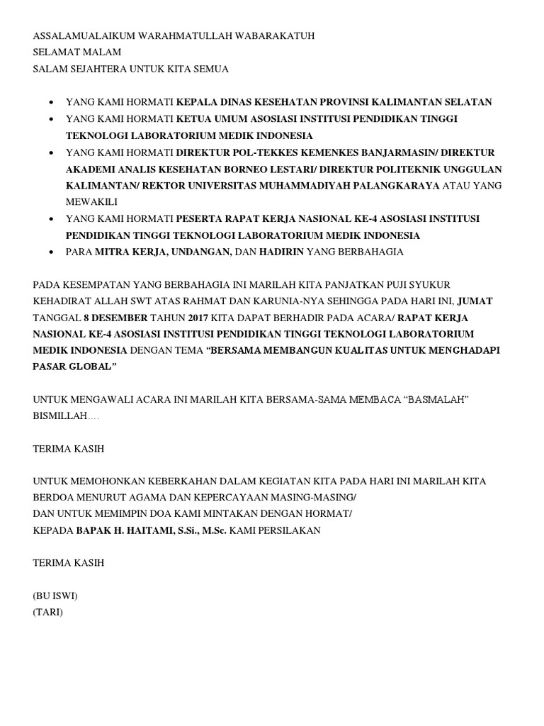 Naskah MC RAKERNAS IV | PDF