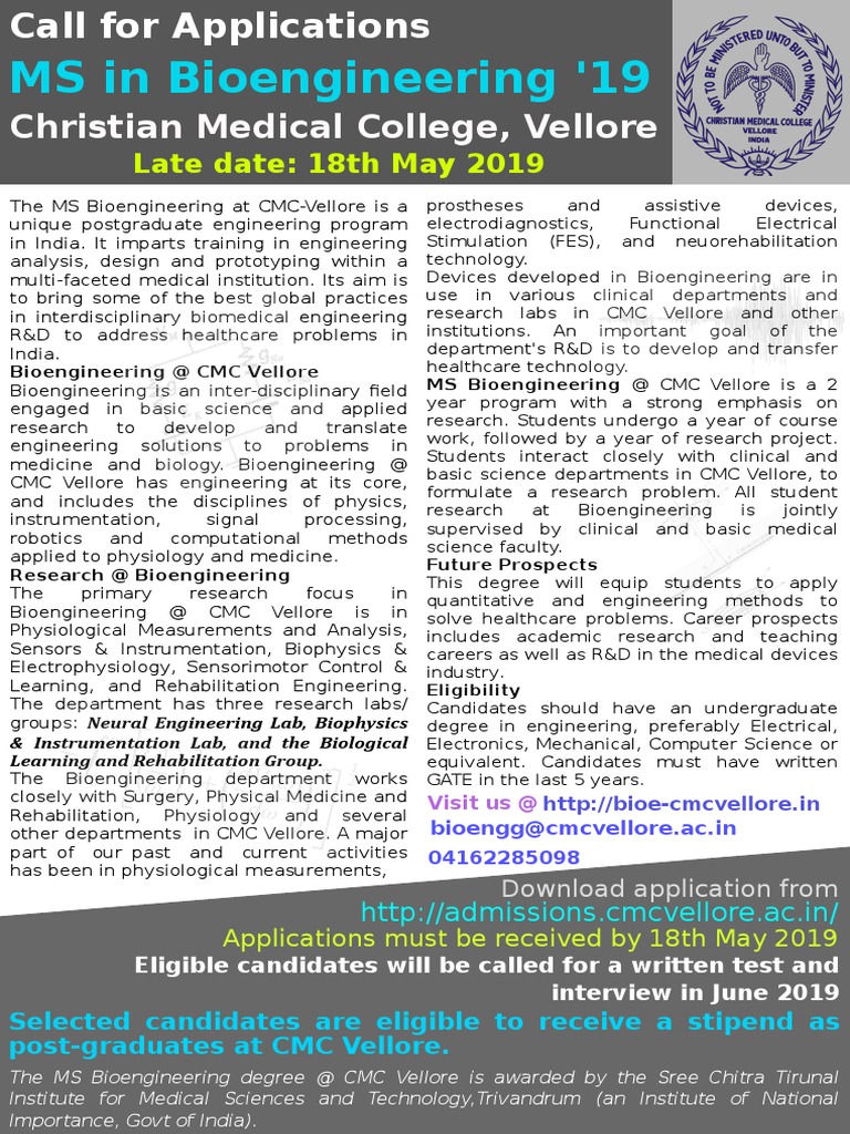 MS Bioengineering Information Application 2019 | PDF | Biological ...