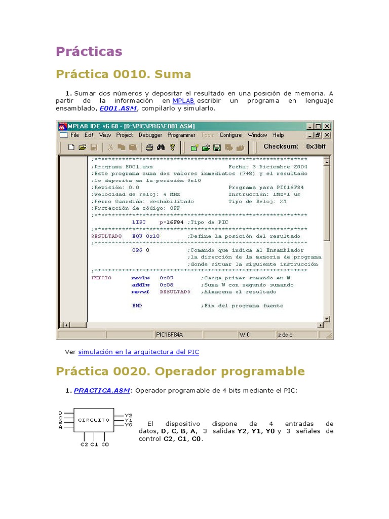 Proyecto Mplab y Proteus | PDF | Programa de computadora | Programación