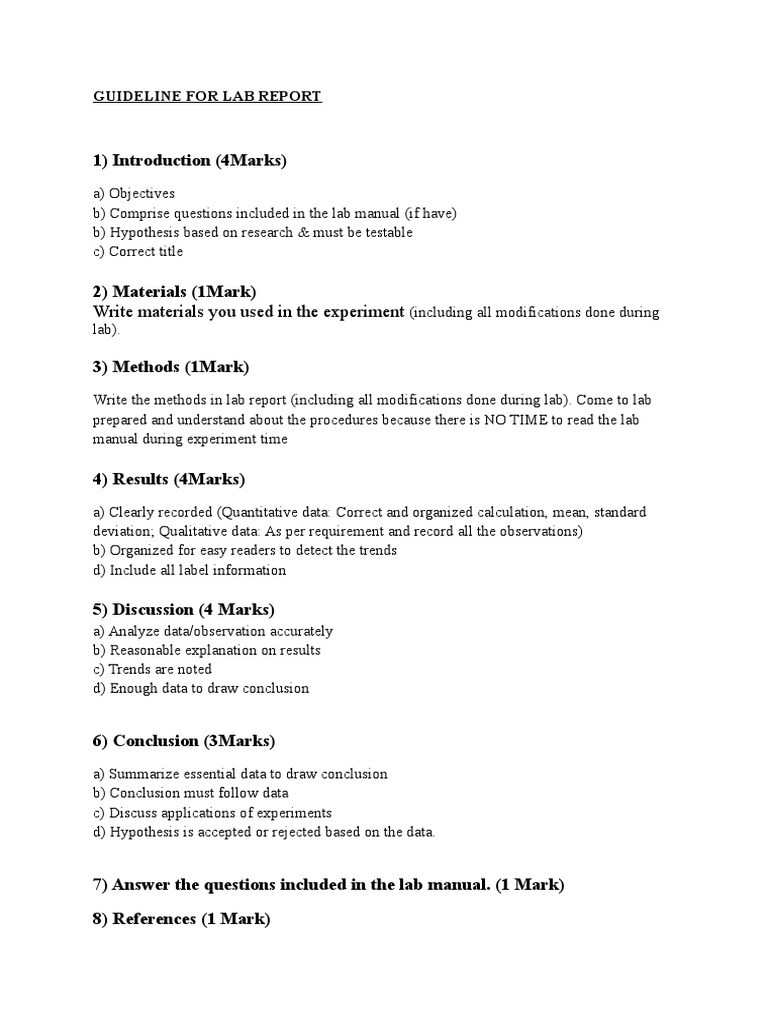 1) Introduction (4marks) : Write Materials You Used in The Experiment ...