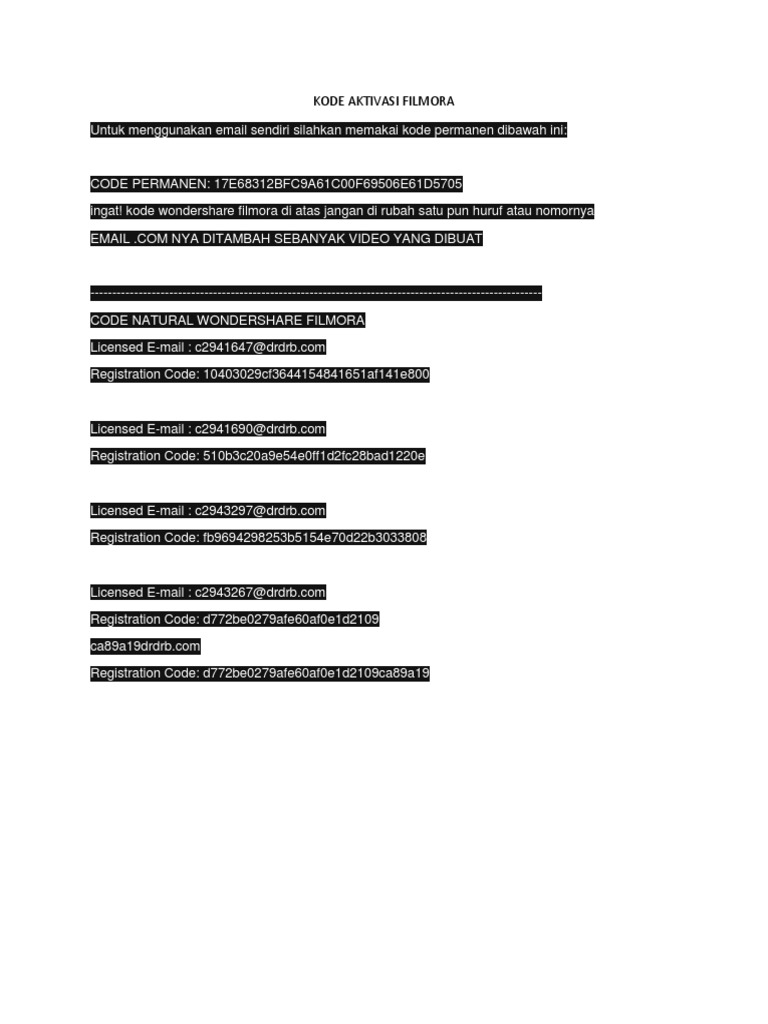 Kode Aktivasi Filmora | PDF