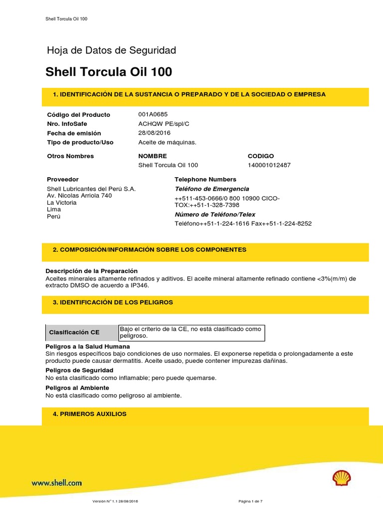 MSDS Aceite Torcula 100 | PDF | Toxicidad | Toxicología