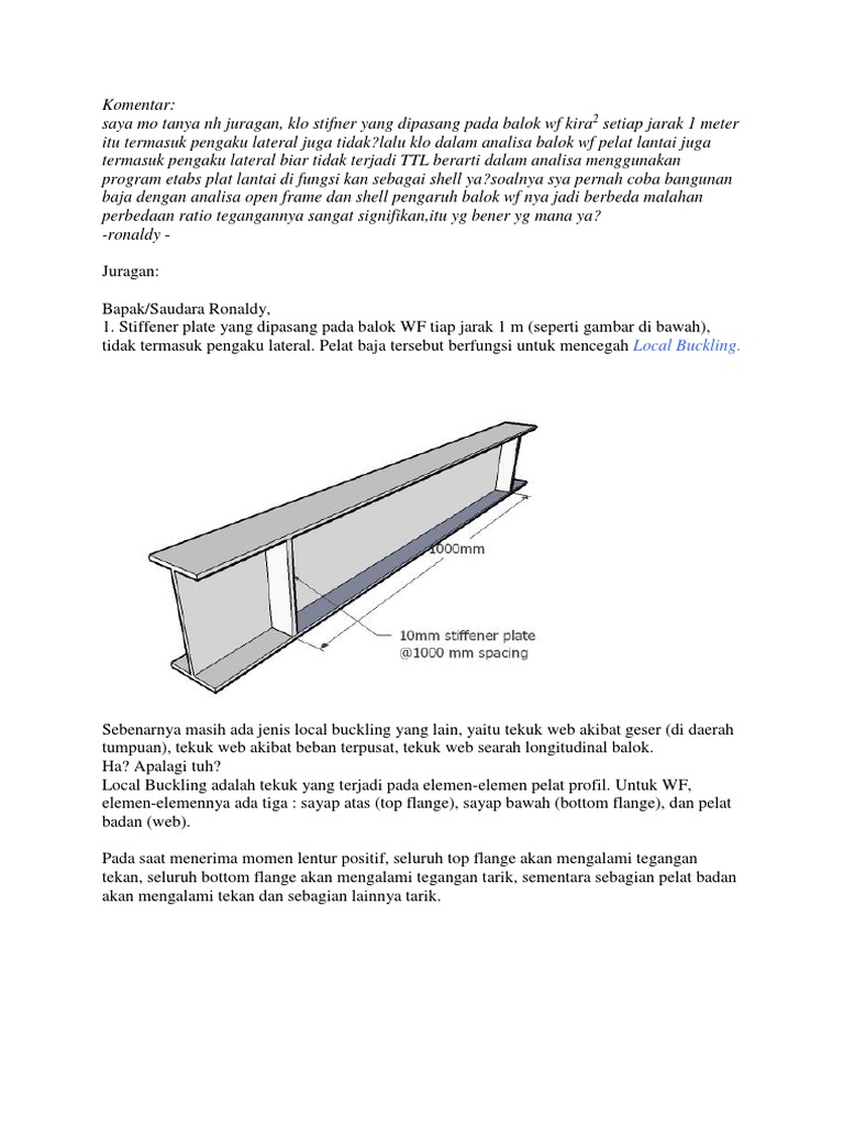 Pelat Stiffener Dan Pengaku Lateral Pada ETABS | PDF