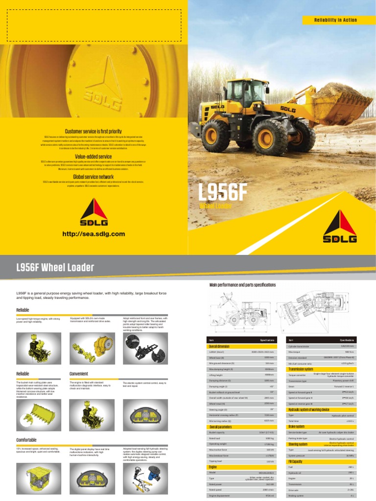 SDLG L956F Wheel Loader Overview | PDF | Brake | Steering