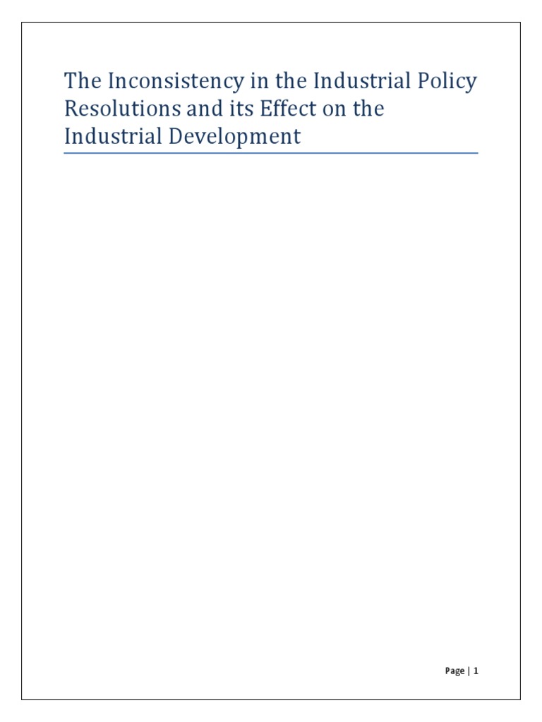 The Inconsistency in The Industrial Policy Resolutions and Its Effect ...