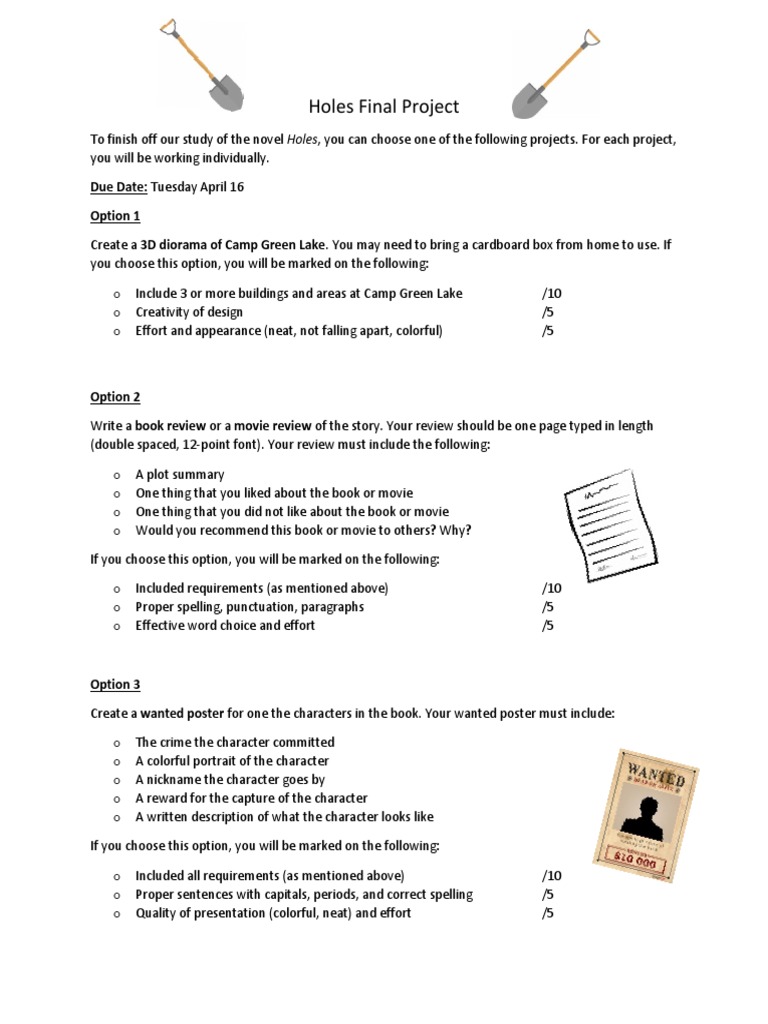 Holes Final Project | PDF | Games & Activities | Language Arts & Discipline