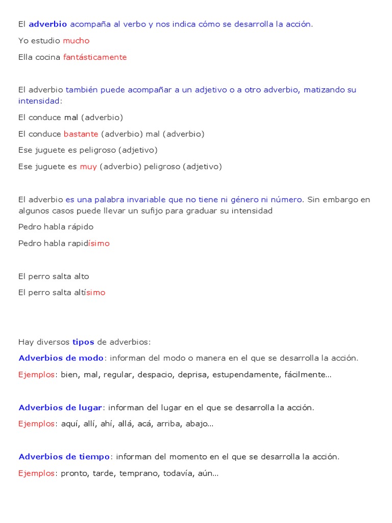 Adverbio Hoja | PDF | Adverbio | Unidades Semánticas