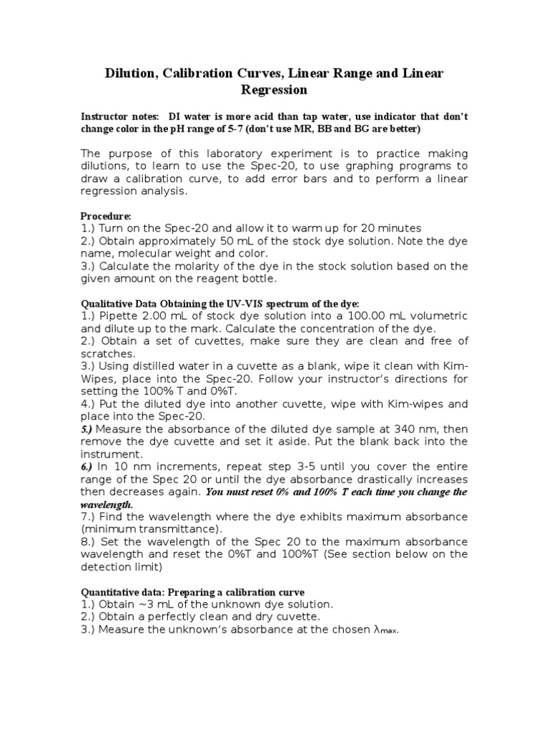 Calibration Curve | Download Free PDF | Absorbance | Detection Limit