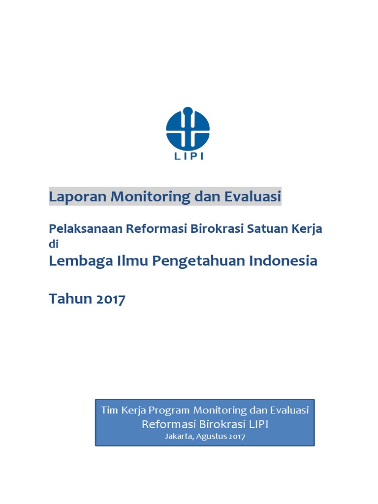 Laporan Monev RB Satuan Kerja LIPI 2017 PDF | PDF