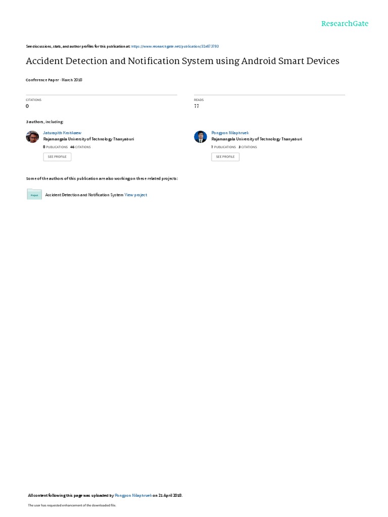 Accident Detection and Notification System Using Android Smart Devices ...