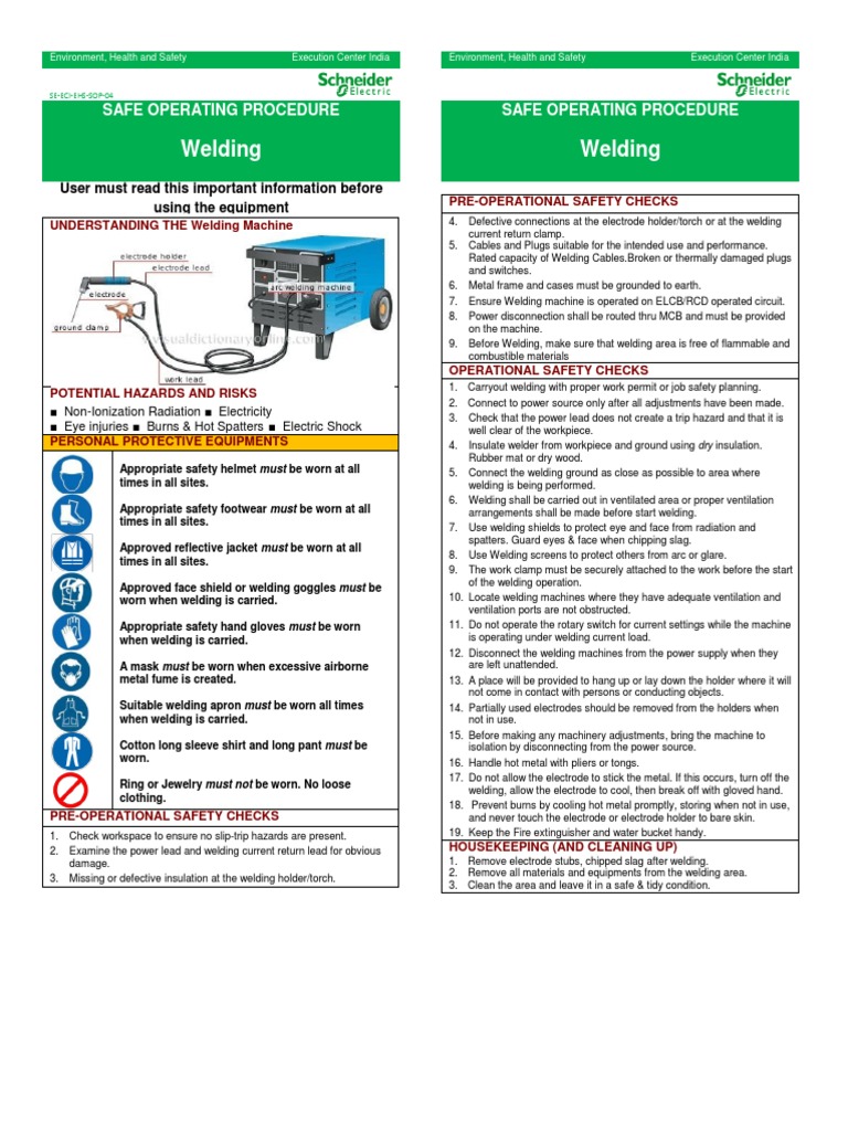 SOP - Welding | PDF | Welding | Construction