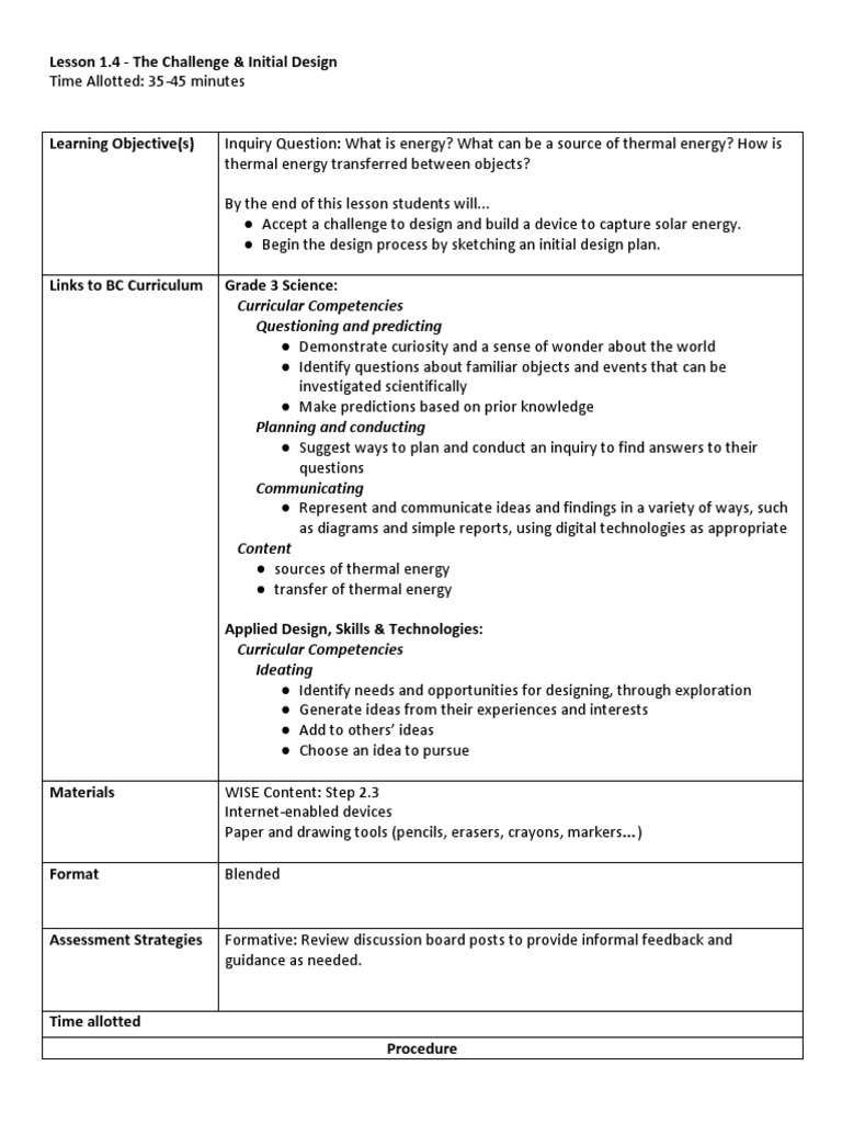 Lesson 1 | PDF | Curriculum | Design