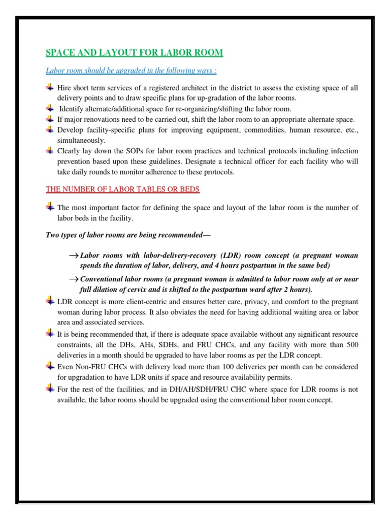 Labour Room Space and Layout Guidelines | PDF | Caesarean Section ...