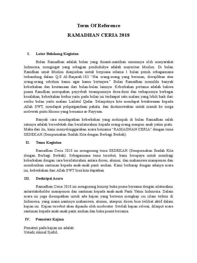 Contoh Tor | PDF | Karier & Perkembangan