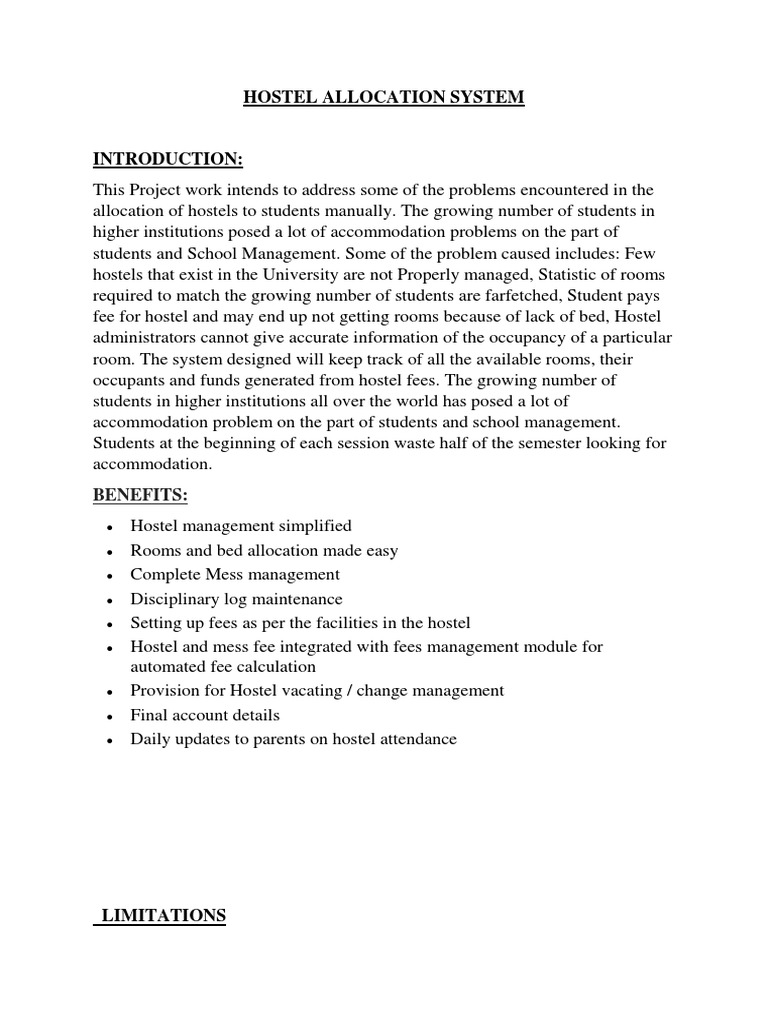 Hostel Allocation System C++ Project | PDF | Hostel | Areas Of Computer ...