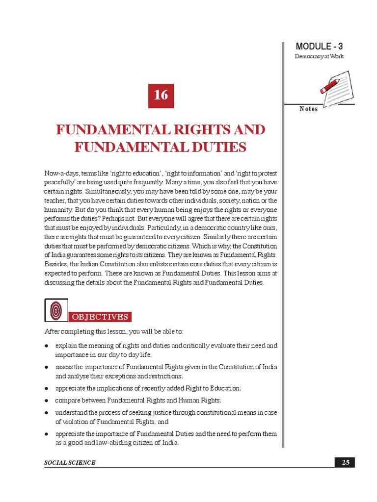 Fundamental Rights and Fundamental Duties: Module - 3 | PDF | Politics ...
