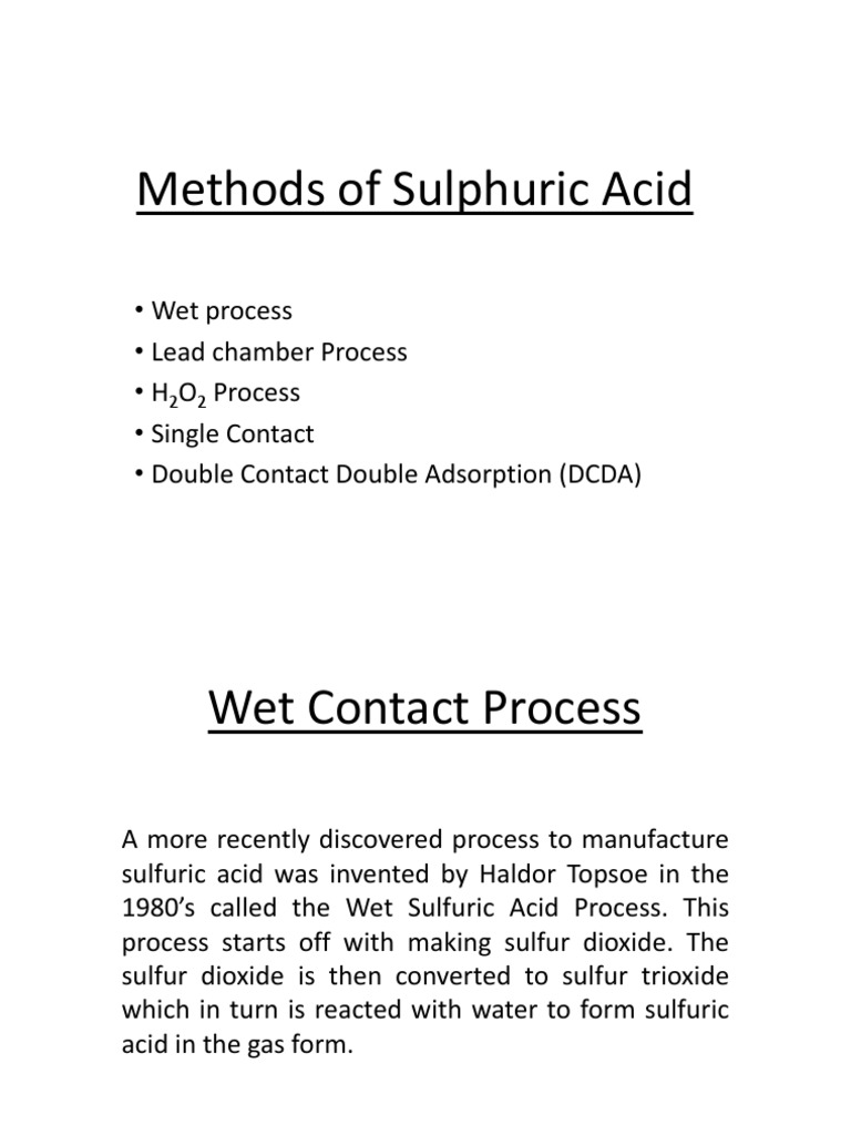 Methods of Sulphuric Acid | PDF | Sulfuric Acid | Atoms