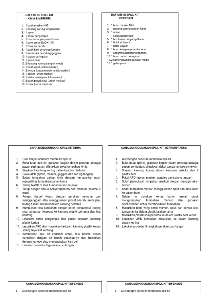Cara Menggunakan Spill Kit | PDF