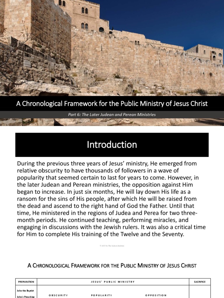 Chronological Framework For The Public Ministry of Jesus Christ, Part 6 ...